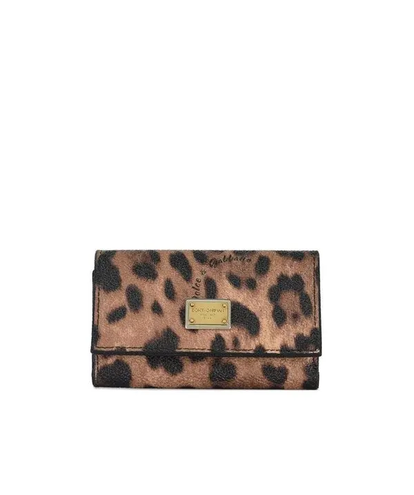 Dolce & Gabbana Leopard Print Key Bag - Brown