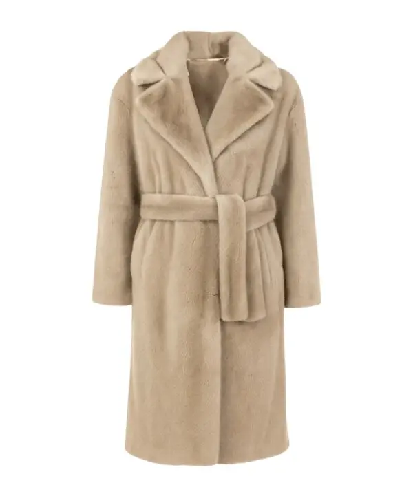 Herno Belted Lapel Collar Coat - Nude