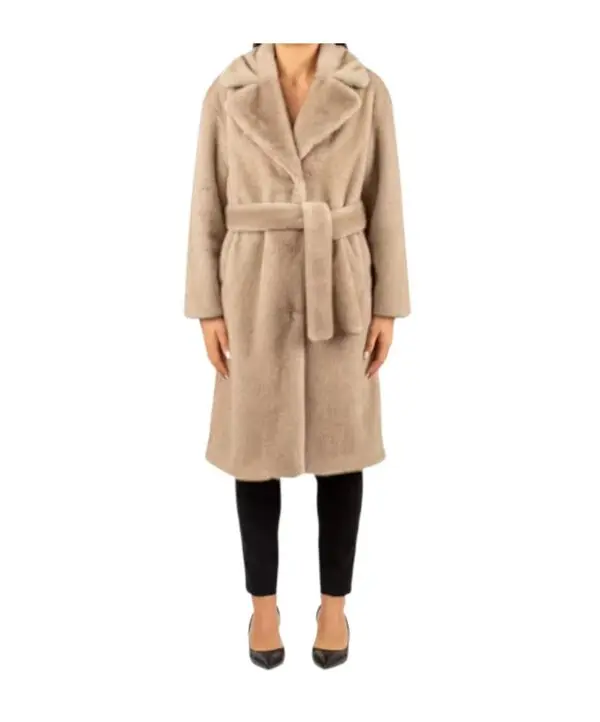 Herno Belted Lapel Collar Coat - Nude