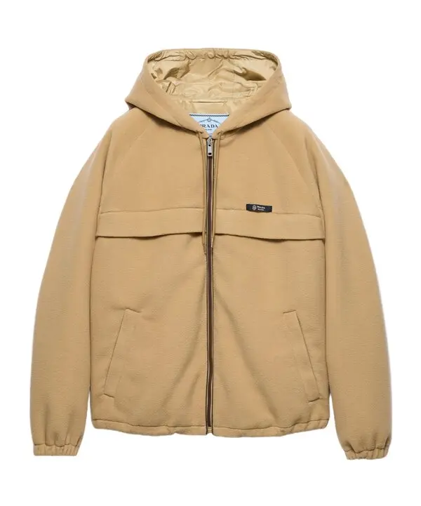 Prada Fleece Zip-up Hoodie - Camel Brown