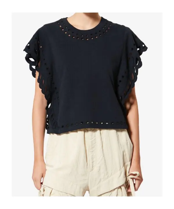 Isabel Marant Étoile Odyle T-shirt With Broderie Anglaise - Black