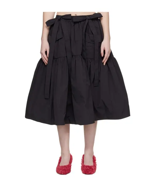 Cecilie Bahnsen Elastic Waist Midi Skirt - Black