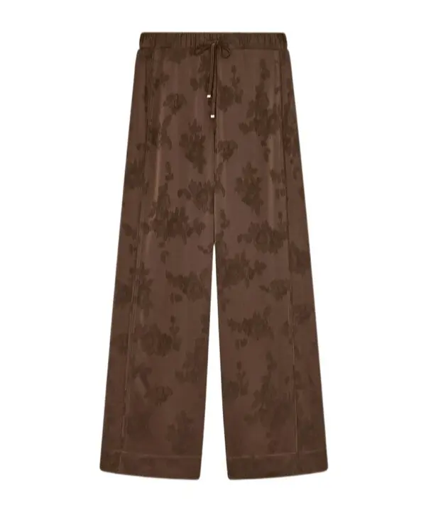 GANNI Satin Floral Wide-leg Trousers