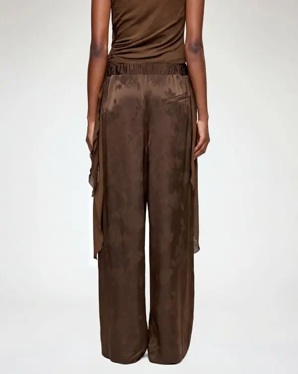 GANNI Satin Floral Wide-leg Trousers