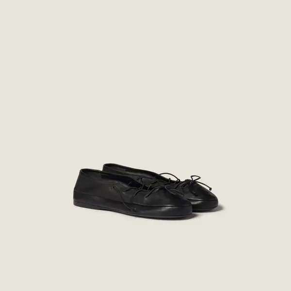 Miu Miu Nappa Leather Ballerinas - Black