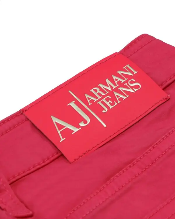 Emporio Armani Rose Red Logo Straight Leg Jeans - Pink