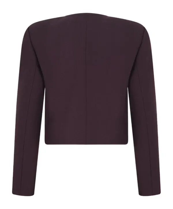 Chloé Collarless Cropped Wool Crepe Jacket - Dark Purple