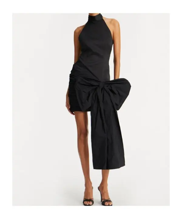 ROTATE BY BIRGER CHRISTENSEN Halterneck Bow Detail Mini Dress