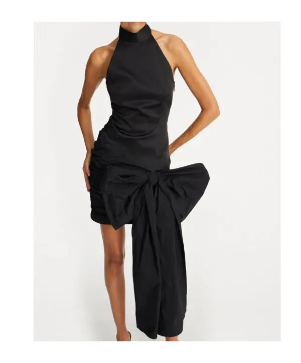 ROTATE BY BIRGER CHRISTENSEN Halterneck Bow Detail Mini Dress
