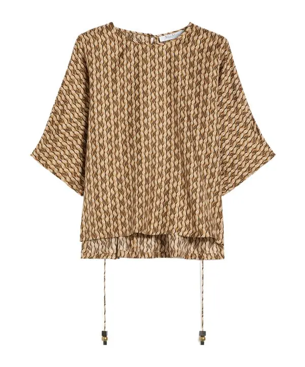 Max Mara Printed Short Sleeve Blouse - Nude