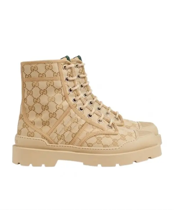 Gucci Gg Canvas Lace-up Boots