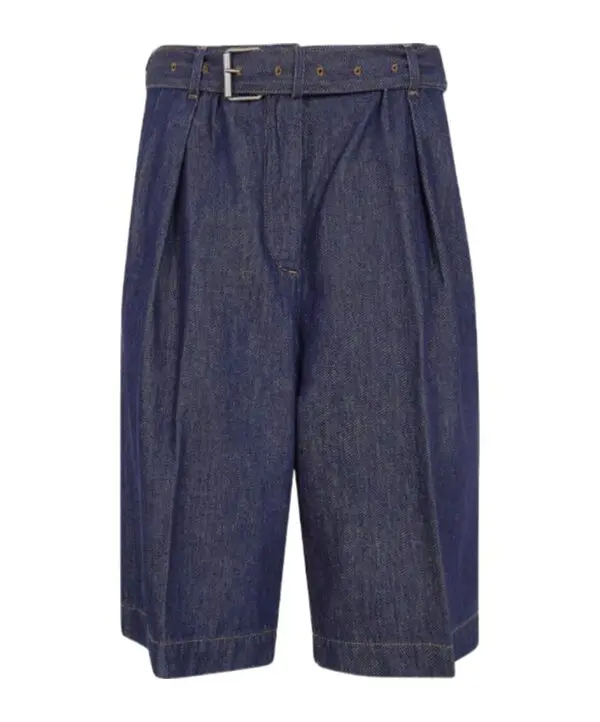 Dries Van Noten Denim Belted Pleated Shorts - Black