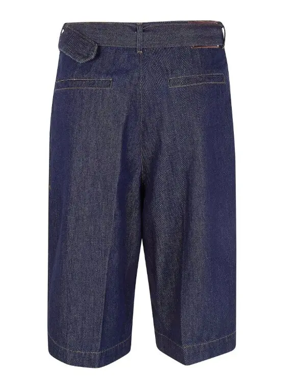 Dries Van Noten Denim Belted Pleated Shorts - Black