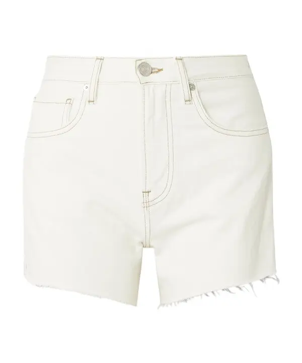 FRAME Le Super High Ripped Denim Shorts - White