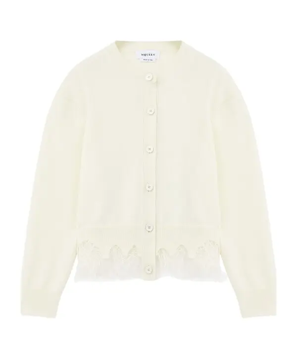 Alexander McQueen Cobweb Lace Shrunken Cardigan - Ivory