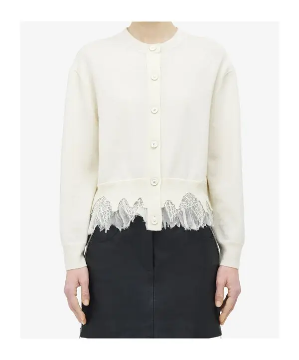 Alexander McQueen Cobweb Lace Shrunken Cardigan - Ivory