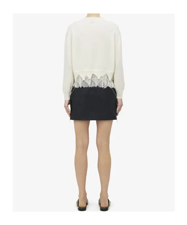 Alexander McQueen Cobweb Lace Shrunken Cardigan - Ivory