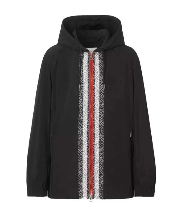Burberry Logo Trim Hooded Jacket