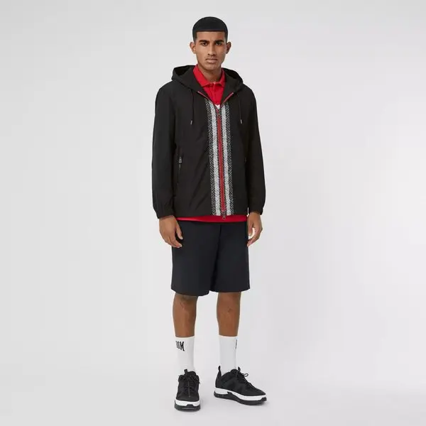 Burberry Logo Trim Hooded Jacket