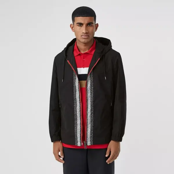 Burberry Logo Trim Hooded Jacket