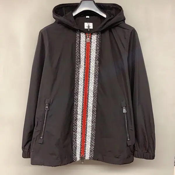 Burberry Logo Trim Hooded Jacket