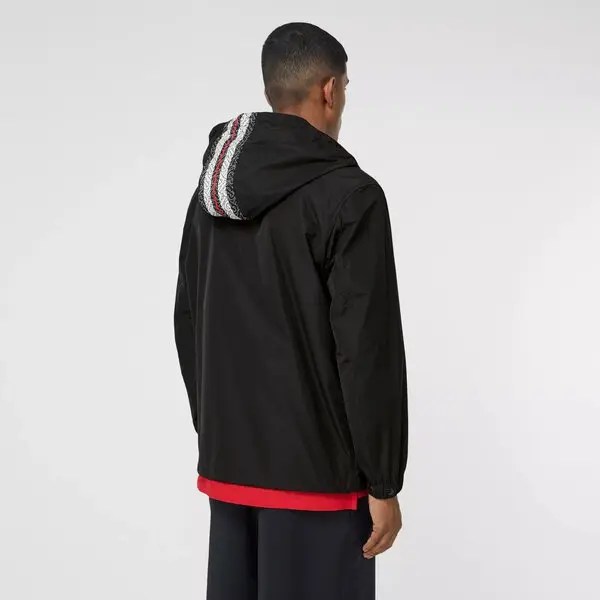Burberry Logo Trim Hooded Jacket
