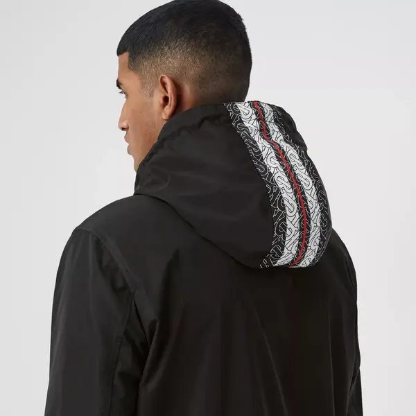 Burberry Logo Trim Hooded Jacket