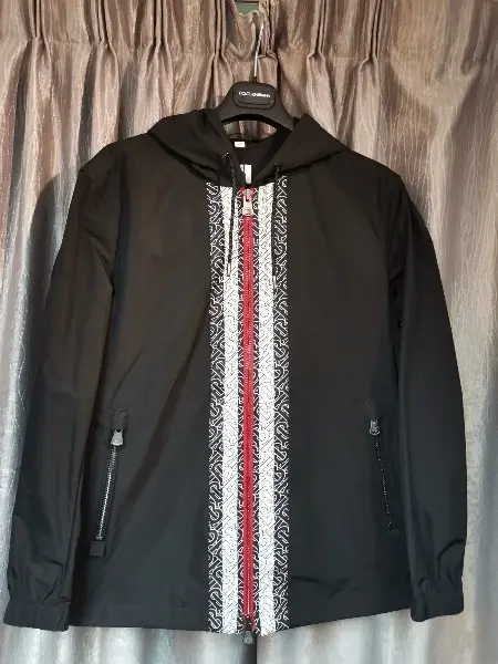 Burberry Logo Trim Hooded Jacket