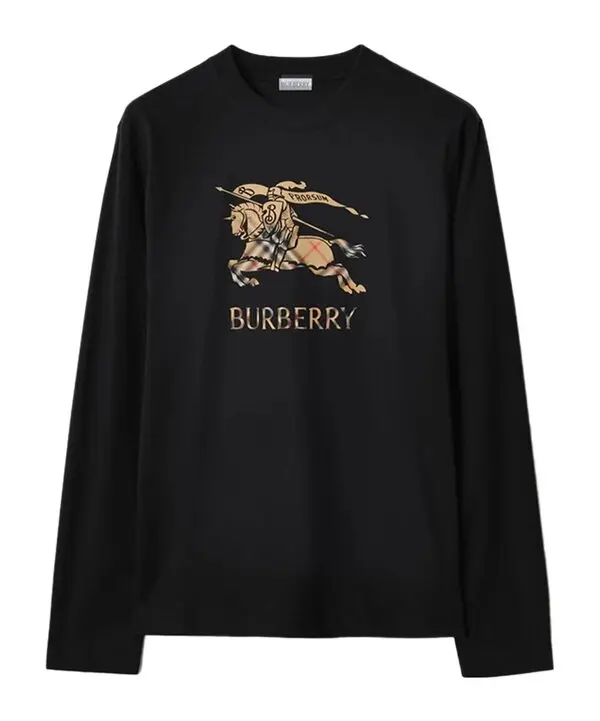 Burberry Long-sleeved Equestrian-knight Design T-shirt - Black