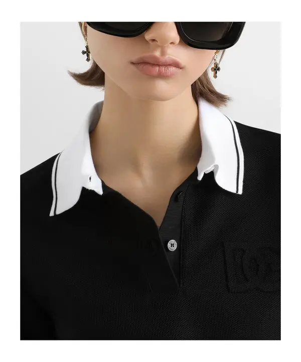 Dolce & Gabbana Contrast Trim Logo Polo Shirt - Black