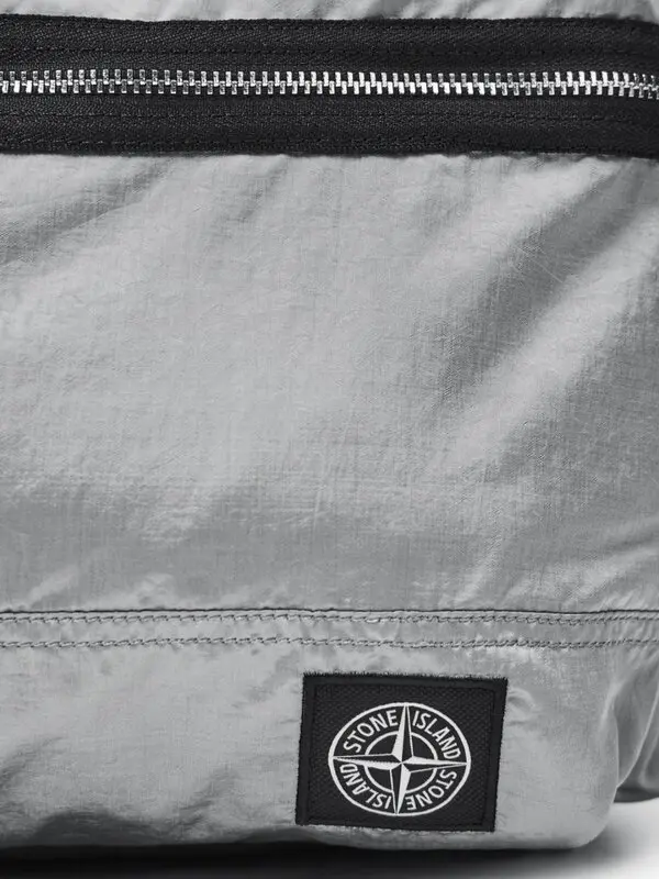 Stone Island Logo Patch Zipped Backpack - Pearl Grey