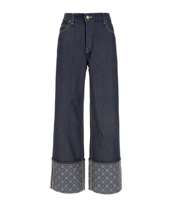 Tory Burch T Monogram Contrast-cuff Jeans - No