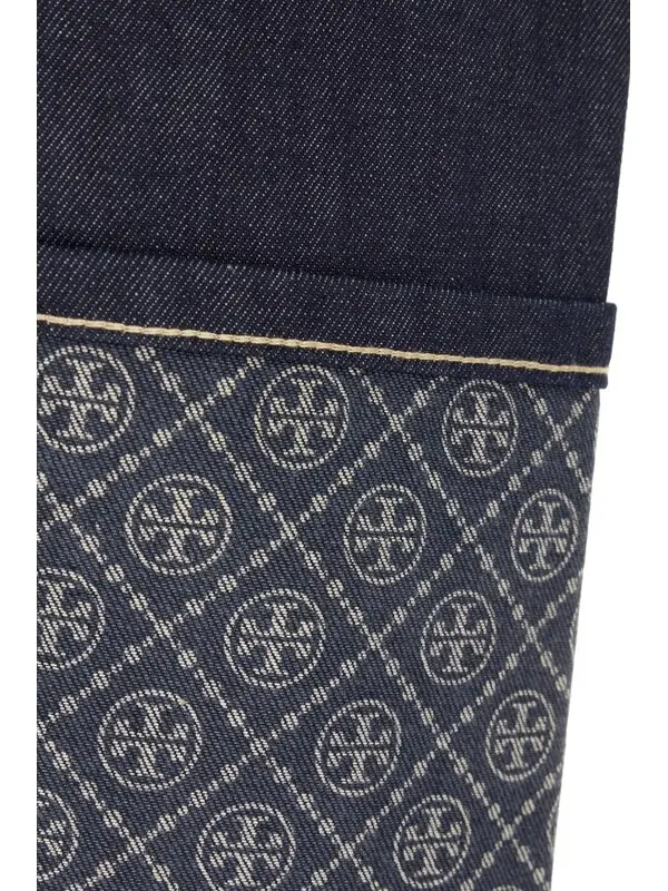 Tory Burch T Monogram Contrast-cuff Jeans - No