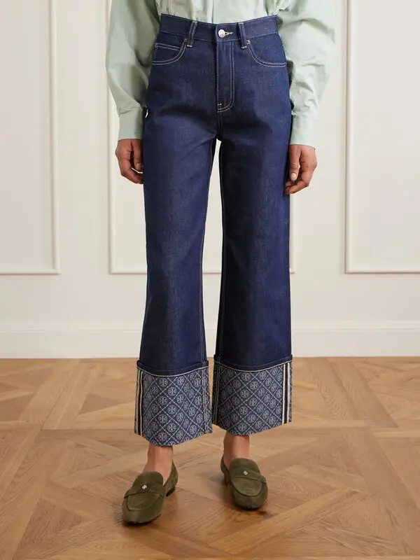 Tory Burch T Monogram Contrast-cuff Jeans - No