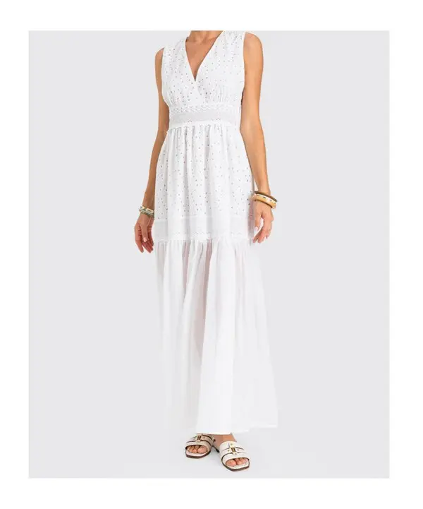 TWINSET Sleeveless Embroidered Maxi Dress