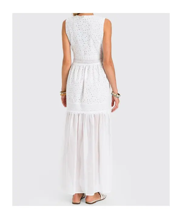 TWINSET Sleeveless Embroidered Maxi Dress