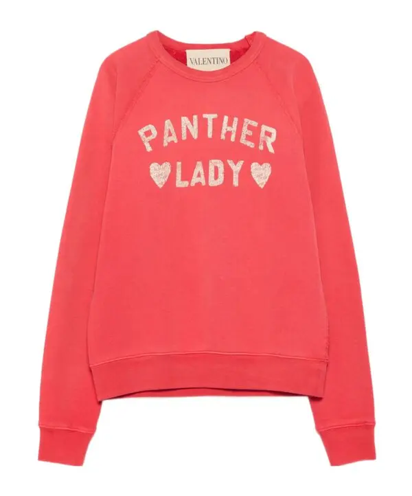 Valentino Garavani Panther Lady Printed Crewneck Sweatshirt - Red