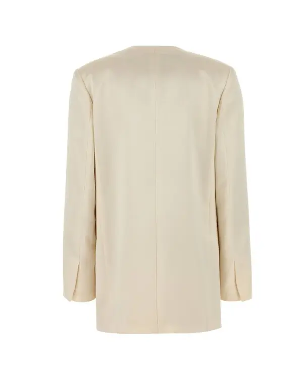Alberta Ferretti Double Breasted Satin Blazer - Nude