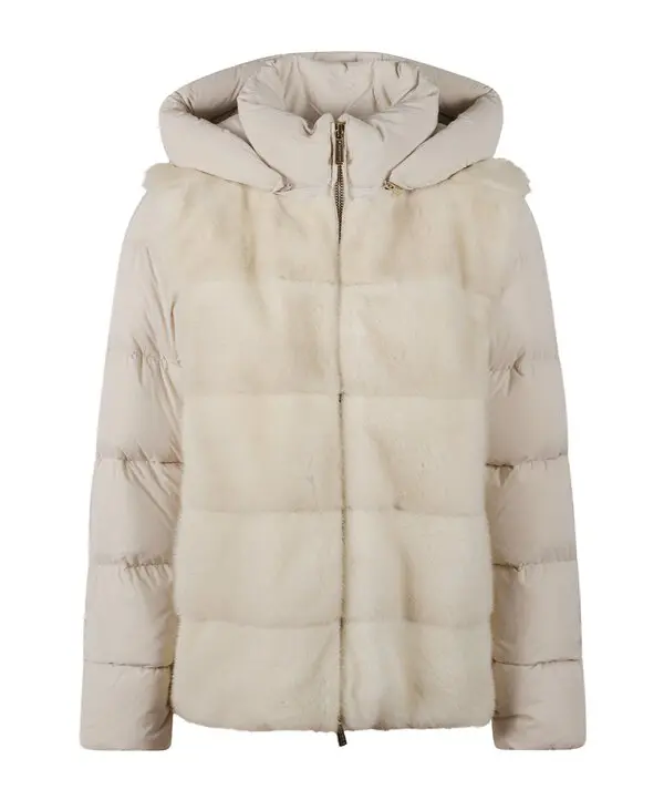 MOORER Hooded Quilted Jacket With Paneled Detailing - Nude