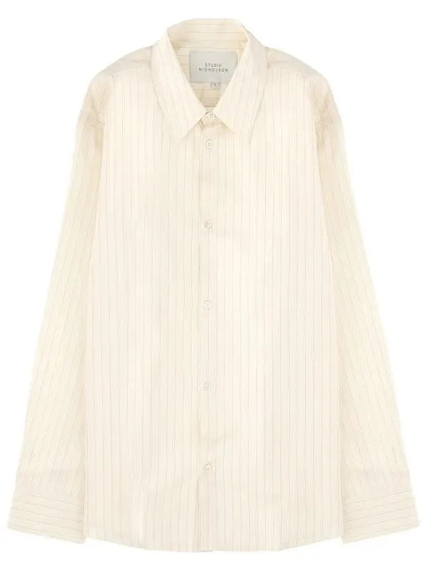 Studio Nicholson View Striped Long-sleeved Shirt - White
