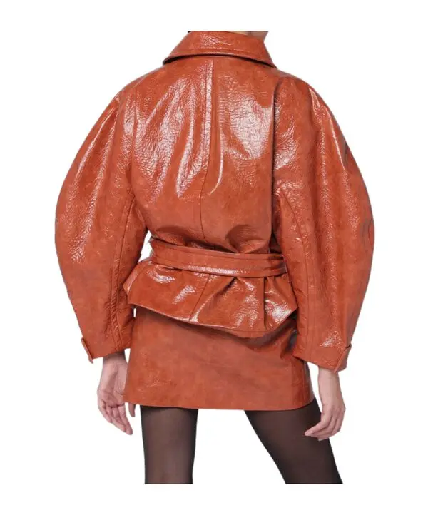 Andamane Faux Leather Belted Jacket