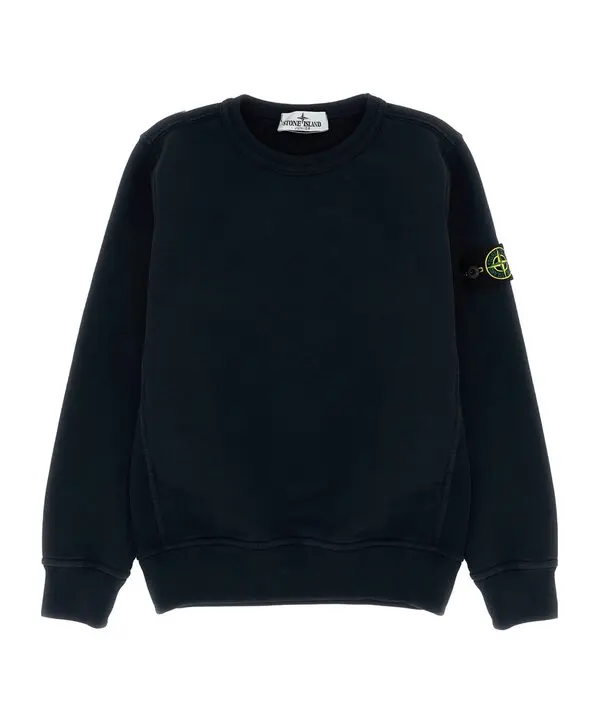 Stone Island Logo Patch Crewneck Sweatshirt - Black