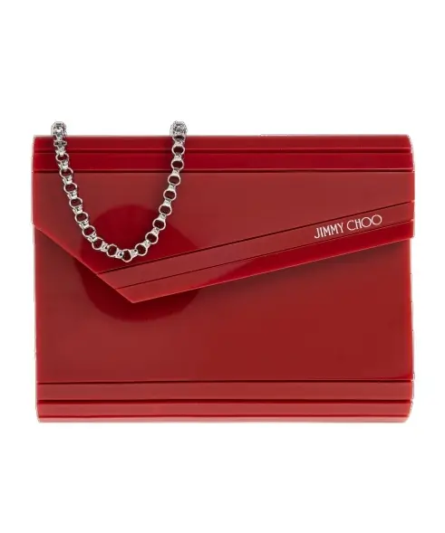 JIMMY CHOO Logo Printed Mini Clutch Bag With Metal Chain