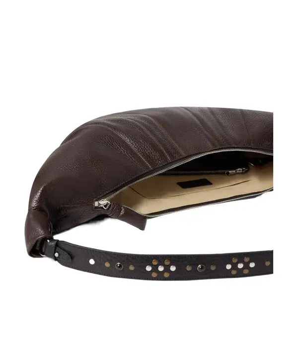 LEMAIRE Large Croissant Shoulder Bag With Studded Strap - Dark Chocolate