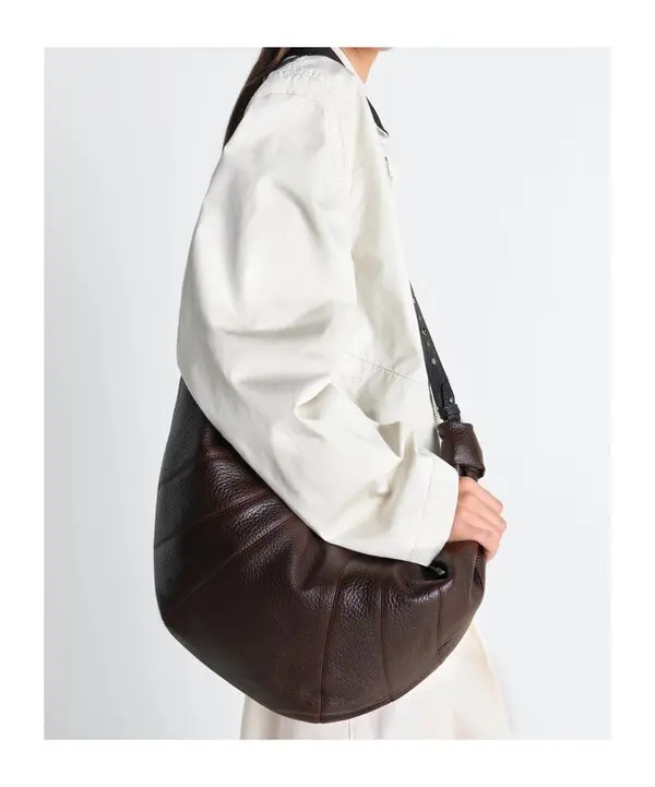 LEMAIRE Large Croissant Shoulder Bag With Studded Strap - Dark Chocolate