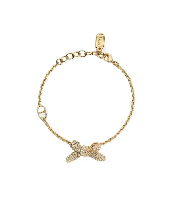 Dior Gold-plated Metal Bow Bracelet With Cd Signature - Yellow