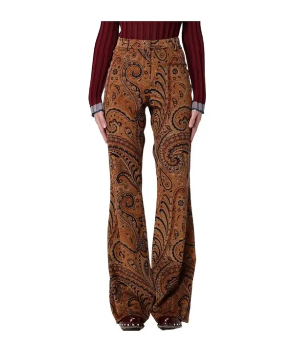 Etro Paisley Print High-waisted Flare Trousers - Brown