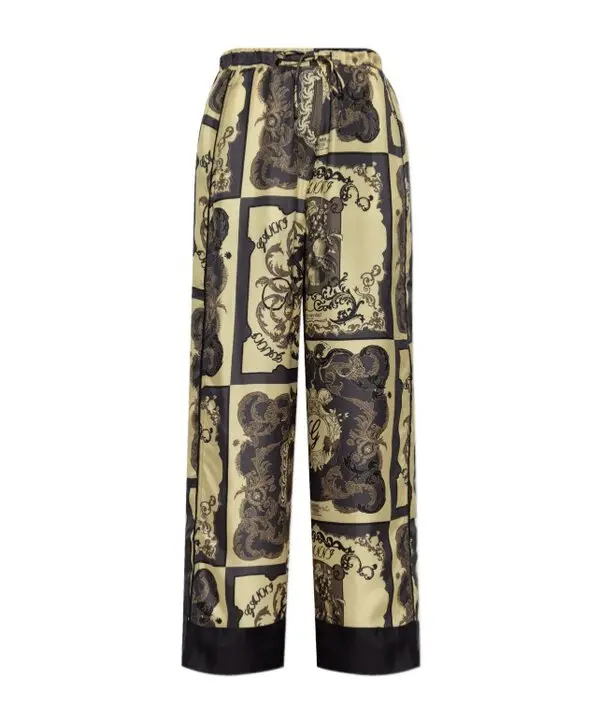 GANNI Graphic Pattern Drawstring Trousers - Brown