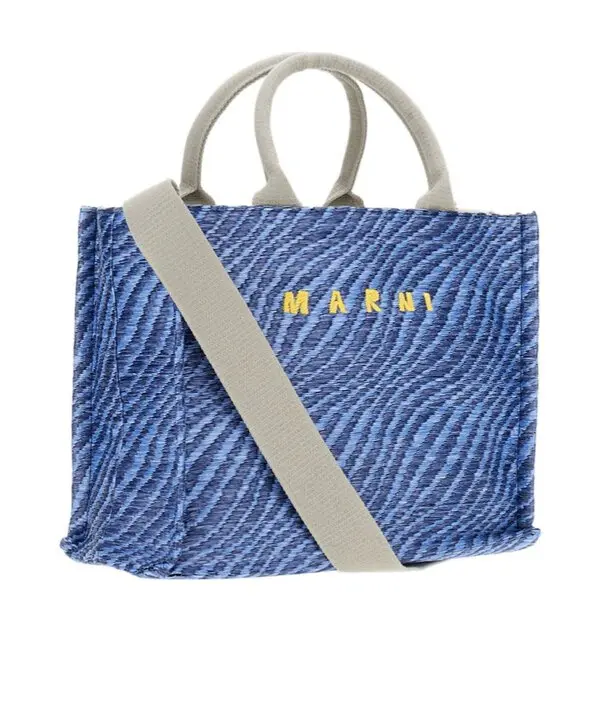 Marni Logo Embroidered Tote Bag - Blue