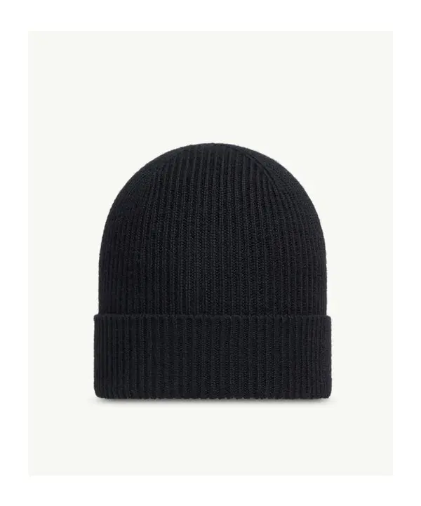 Moncler Logo Patch Knitted Beanie - Black